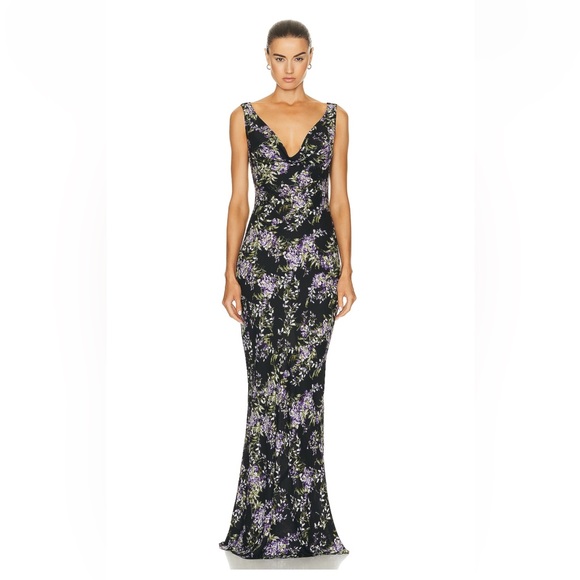 Norma Kamali | Dresses | Norma Kamali Deep Drape Neck Gown Xxs Lavender ...
